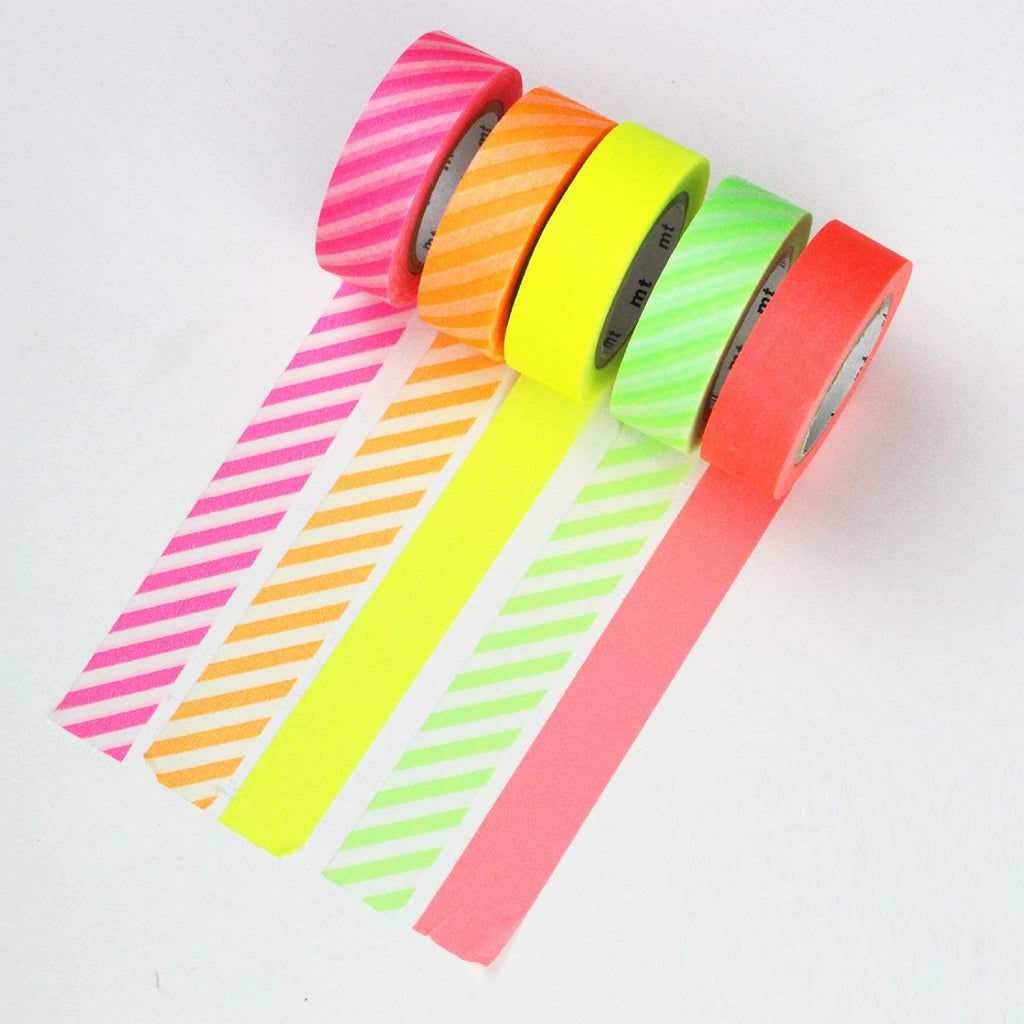 Striped Neon Washi Tape Set – The Paper Company India